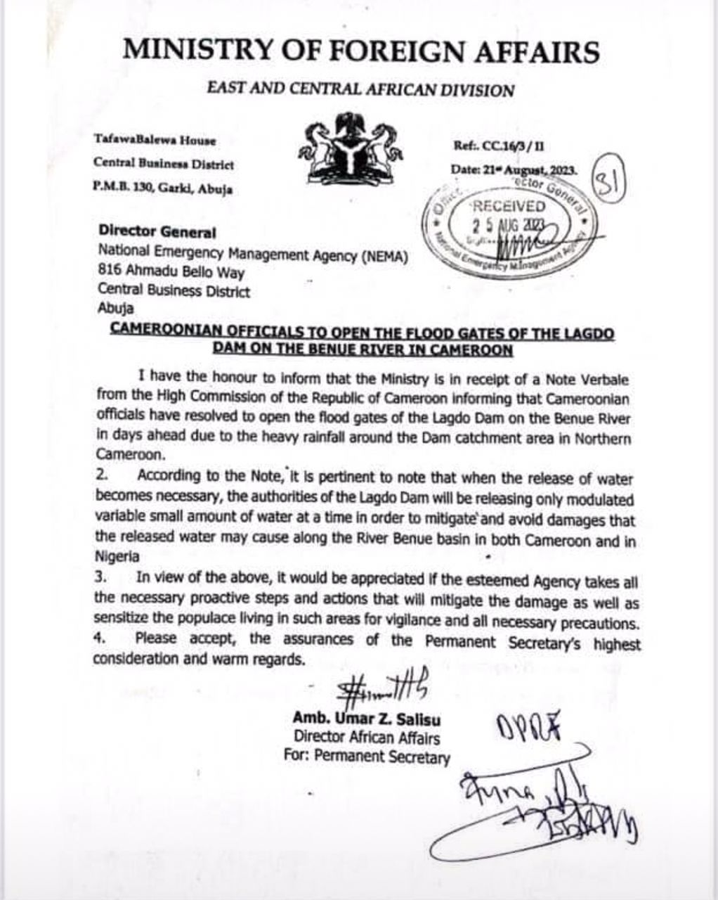 Cameroun set to open Lagdo Dam in bits to prevent flooding - 365Daily